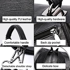 YOUNXSL Shoulder Bag and Purse for Women PU Leather Handbag Multi-pocket Top-Handle Satchel Ladies Bowknot Tote(Black)