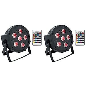 (2) Rockville Battery PAR 61 Rechargeable RGBWA+ DMX DJ Wash Lights+Remotes
