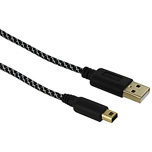 ZedLabz ultra 3M braided USB charging cable adapter for Nintendo 3DS, 2DS & DSi - gold plated extra long play & charge lead with tidy