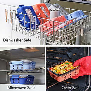 ECOBERI Glass Storage Containers with Lids, 5 Piece Set, 4.5 Cup, Meal Prep, Food Storage, Airtight, Leak-Proof, Safe for Microwave, Freezer, Oven, and Dishwasher