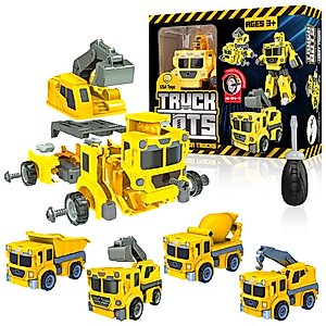 USA Toyz Truck Bots Construction Truck Robots for Kids - 4-in-1 STEM Robot Toy Truck Take Apart Toys for Boys and Girls, 19pc Robot Construction Vehicles Truck Building Toys Kit with Toy Screwdriver
