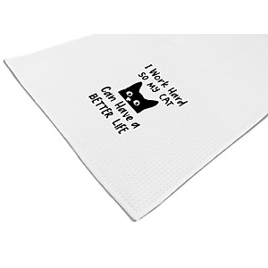 Voatok I Work Hard So My Cat Can Have A Better Life Funny Black Cat Quote Bath Towel,Cat Lovers Gifts Decorative Towel,Cat Mom Girls Gifts