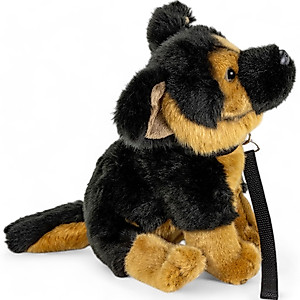 Carl Dick German Shepherd Dog with Lead 10 inches, 25cm, Plush Toy, Soft Toy, Stuffed Animal 3498