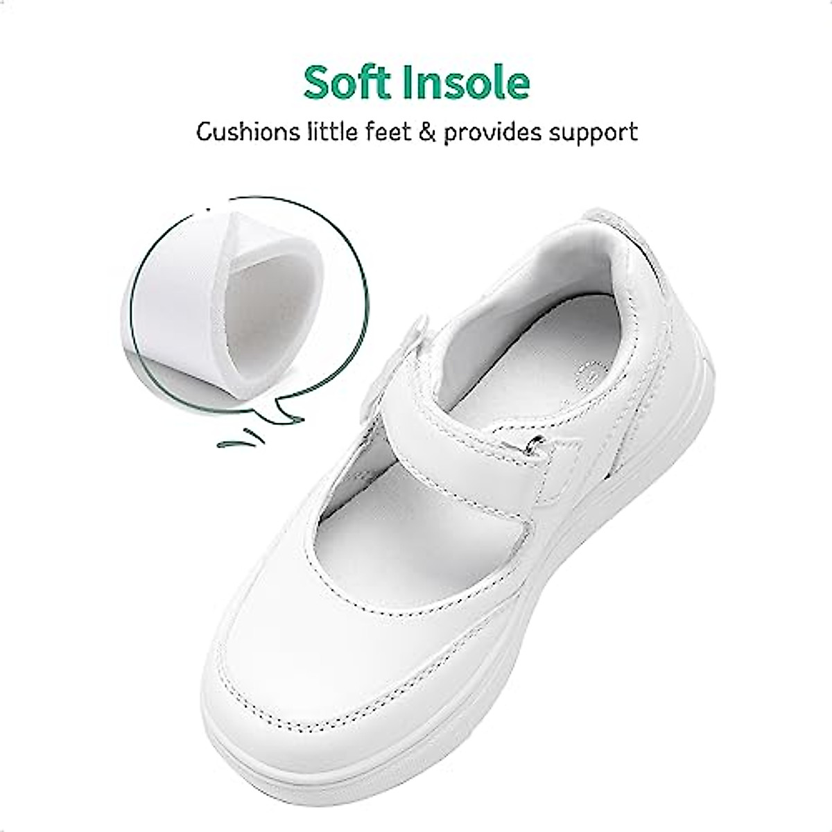 DREAM PAIRS Kids Girls Mary Jane Sneakers Strap Toddler Little Girls School Shoes Soft Walking Party Flat Shoes White Size 10 Toddler SDFS2323K