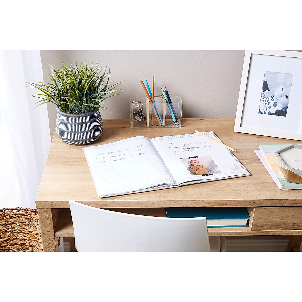 Tiny Ideas Polka Dot Baby Memory Book, Grey