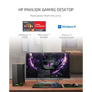 HP Newest Pavilion Gaming Desktop Computer, AMD 6-Core Ryzen 5 5600G Processor AMD Radeon RX5500 4 GB, 16GB RAM, 1TB PCIe NVMe SSD,Mouse and Keyboard, Win 11 Home.w/ELMTech