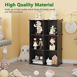 C&AHOME Cube Storage Organizer, 6-Cube Shelves Units, Closet Cabinet, DIY Plastic Modular Book Shelf, Ideal for Bedroom, Living Room, Office, 36.6" L x 12.4" W x 36.6" H Black SHS3506A