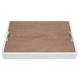 Alomejor 30L Storage Box Crate with Lid Folding Storage Box with Wooden Cover Panel for Home Outdoor(White)