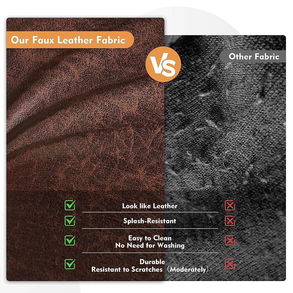 ALTRIGUS 3 Seater Couch with Luxury Faux Leather,Mid Century Modern Sofa with Comfortable Deep Seat,Comfy Upholstery Couches with for Small Space Living Room Bedroom (Dark Brown)