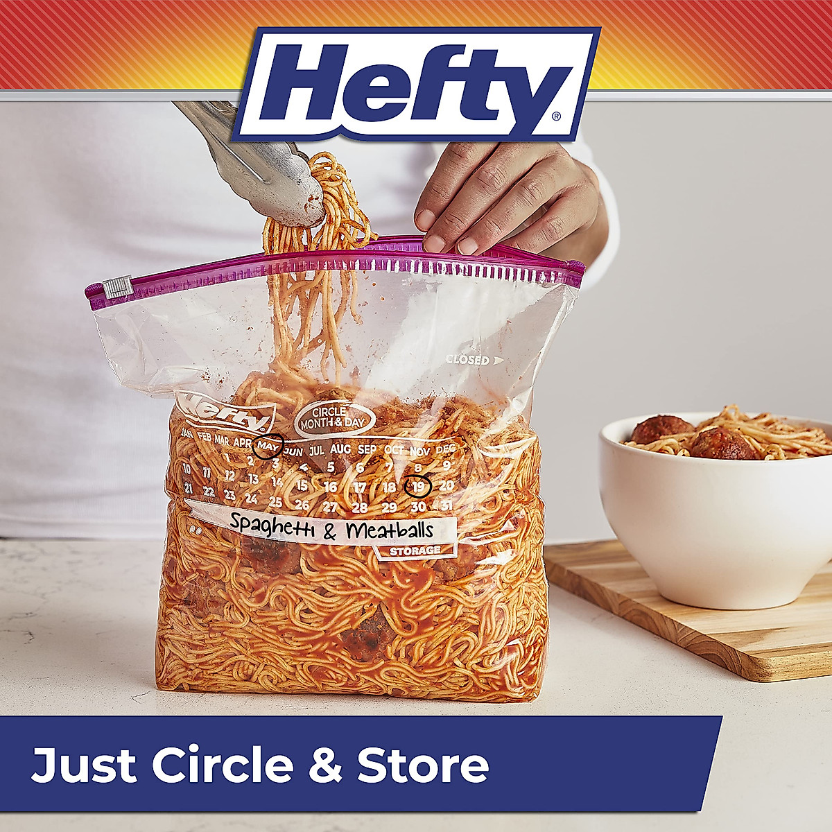 Hefty Slider Storage Calendar Bags, Gallon Size, 120 Count