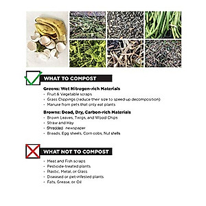 MaxWorks 80699 Compost Bin Tumbler for Garden and Outdoor, 42 Gallon Capacity with 2 Chambers Dual Rotating Composting Tumbler , Black