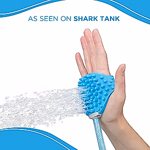 Aquapaw Dog Washer & Shower Attachment | Fast & Easy Indoor & Outdoor Pet Bathing, Massaging & Grooming | Includes 8-Foot Dog Shower Hose | Sprayer & Scrubber in 1 | As Seen on Shark Tank - Blue