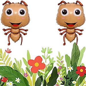 HORUIUS Ant Balloon Ant Foil Mylar Balloons for Baby Shower Kids' Boys Garden Insect Animals Theme Birthday Party Supplies Decorations 32 inch 5PCS