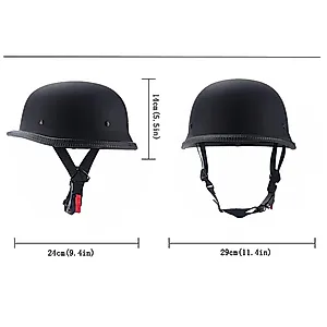 German Style Motorcycle Half Helmet, Retro Half Face Helmet for Adult Men Women DOT Approved (M)