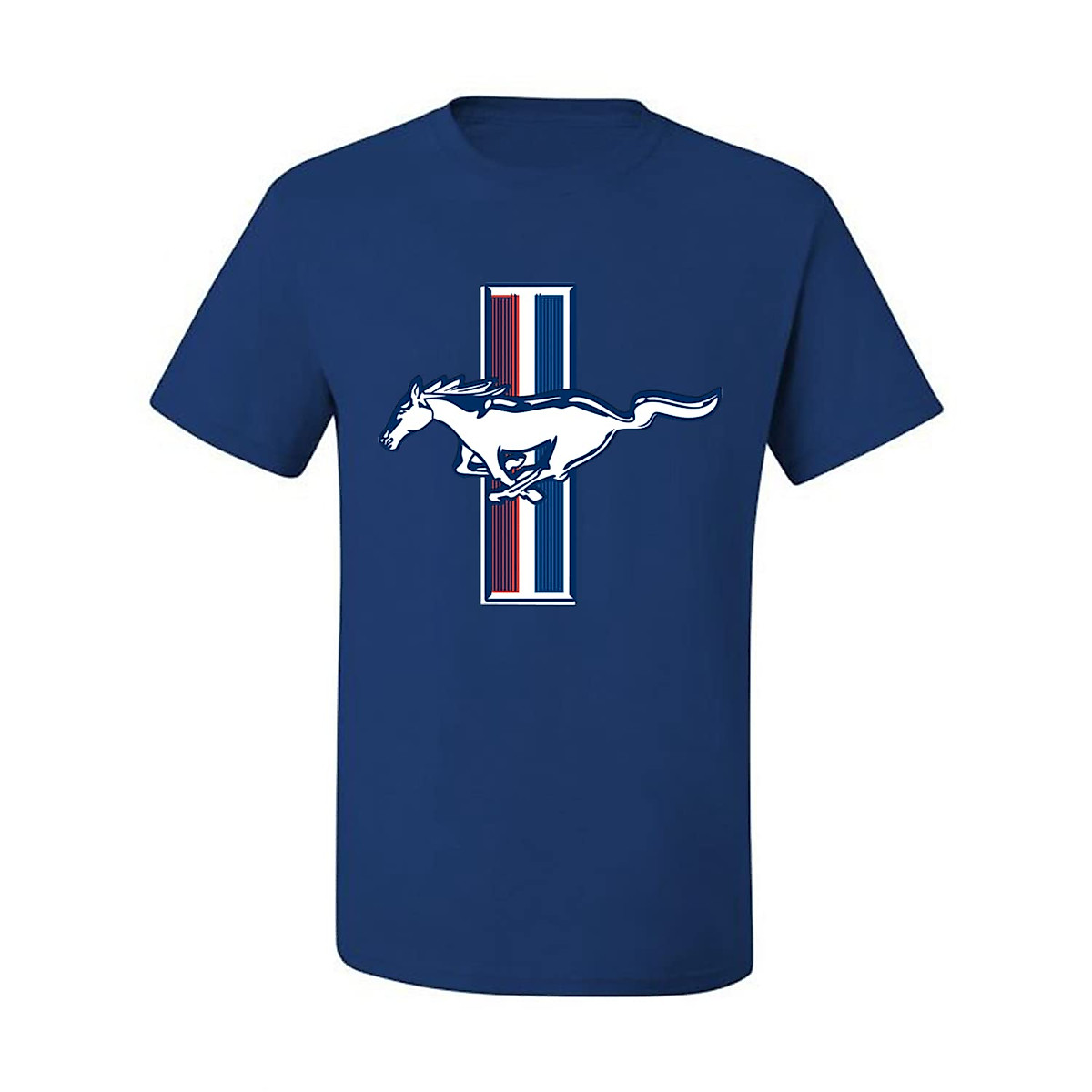 Ford Mustang Retro USA Vintage Logo Classic Bar Cars and Trucks Men's Graphic T-Shirt, Royal, Medium