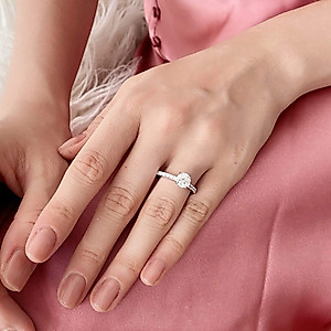 Silver 1.0 Ct Round Bridal Ring Petite Cz Accented Halo Ring Cathedral Engagement Anniversary Solitaire (8)