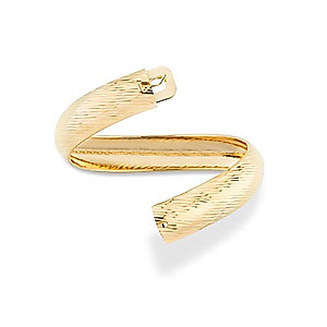 Miabella 925 Sterling Silver or 18Kt Yellow Gold Over Silver Italian Diamond-Cut Round Flexible Bangle Bracelet for Women 7.5 Inch Made in Italy (yellow-gold-plated-silver)