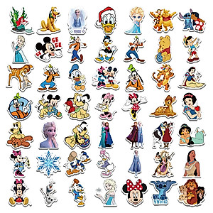 100Pcs Disney Princess Character Themed Waterproof Stickers for Gifts Water Bottles Cup Laptop Phone Guitar Car Motorcycle Bike Skateboard Luggage Box, etc