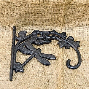 4 Dragonfly Plant Hook Hangers Cast Iron Antique Style Rustic Farmhouse Hanging for Mudroom, Coat Hook, Purse Rack, Hat Hooks