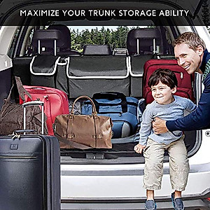 Yecaye Car Organizer, Trunk Organizer, Large Capacity Car Trunk Organizer Storage, Sturdy Space Saver Hanging Car Accessories Interior, Fit Most Car Truck Free Up Floor Area, Black