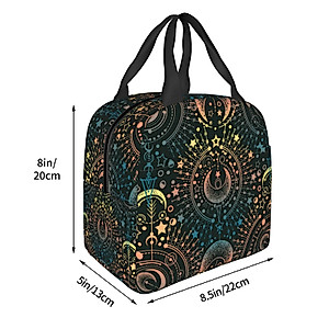 Echoserein Magical Astrology Moon Star Lunch Bag Insulated Lunch Box Reusable Lunchbox Waterproof Portable Lunch Tote For Women Men Girls Boys