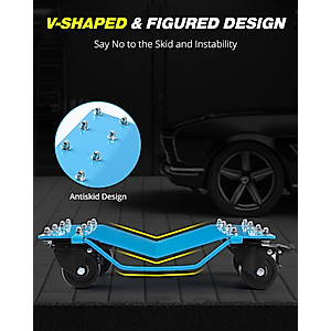 GARVEE Car Dolly Set of 4 with 8000 lbs Capacity, Manganese Steel Heavy Duty Car Mover Wheel Dollies with Antiskid Plate & 360 Degree Rotatable Wheel, 16"*13", Blue