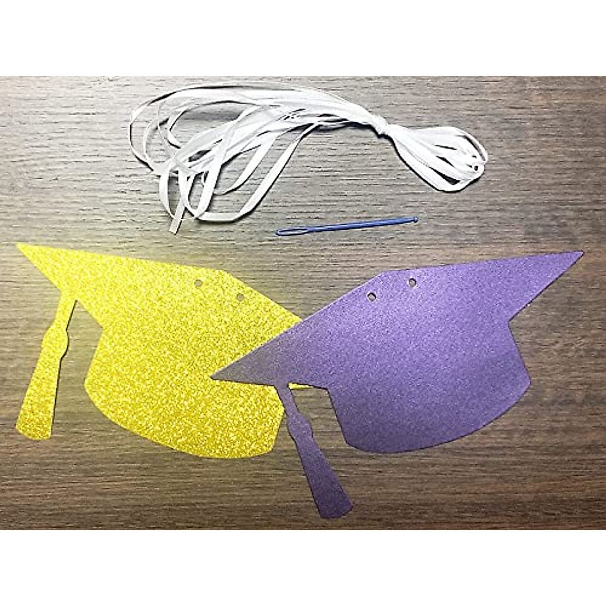 Graduation Party Decorations Purple Gold 2023 NYU Graduation Decorations 4pcs Graduation Hat Banner Garlands Glitter Purple Gold for 2023 Graduation Party Supplies