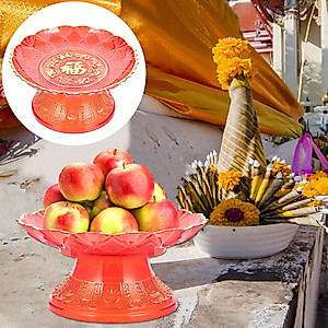 Veemoon 4pcs Blessing Use Decorative Rituals Holders Sacrifice Snack Food Decor Holder Serving Wedding Fruit Decoration Footed Plate Round Nuts Plates Containers Bowl Buddhist Offering S