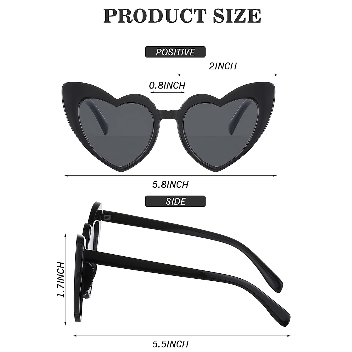 Frienda 9 Pairs Heart Shaped Sunglasses Bachelorette Heart Sunglasses for Women for Bachelorette Party Gift Favors (White Grey, Black Grey)