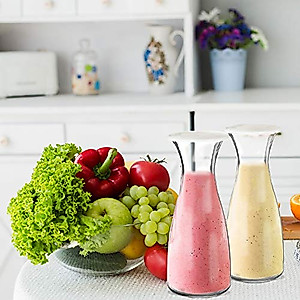 3-Piece Glass Carafe Set – 1 Liter Pitchers for Party – 10 Inch Tall Jugs– Water or Milk Bottles