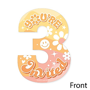 Big Dot of Happiness Young, Wild and Three - Shaped Fill-In Invitations - Boho Hippie Third Birthday Party Invitation Cards with Envelopes - Set of 12