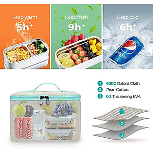 Lunch Backpack for Women, 15.6 Inch Laptop Backpack with USB Port, Stylish School Backpack Teacher Nurse Work Bag with Insulated Cooler Lunch Box for Women Men/Girls/ Business/Travel,Grey Blue