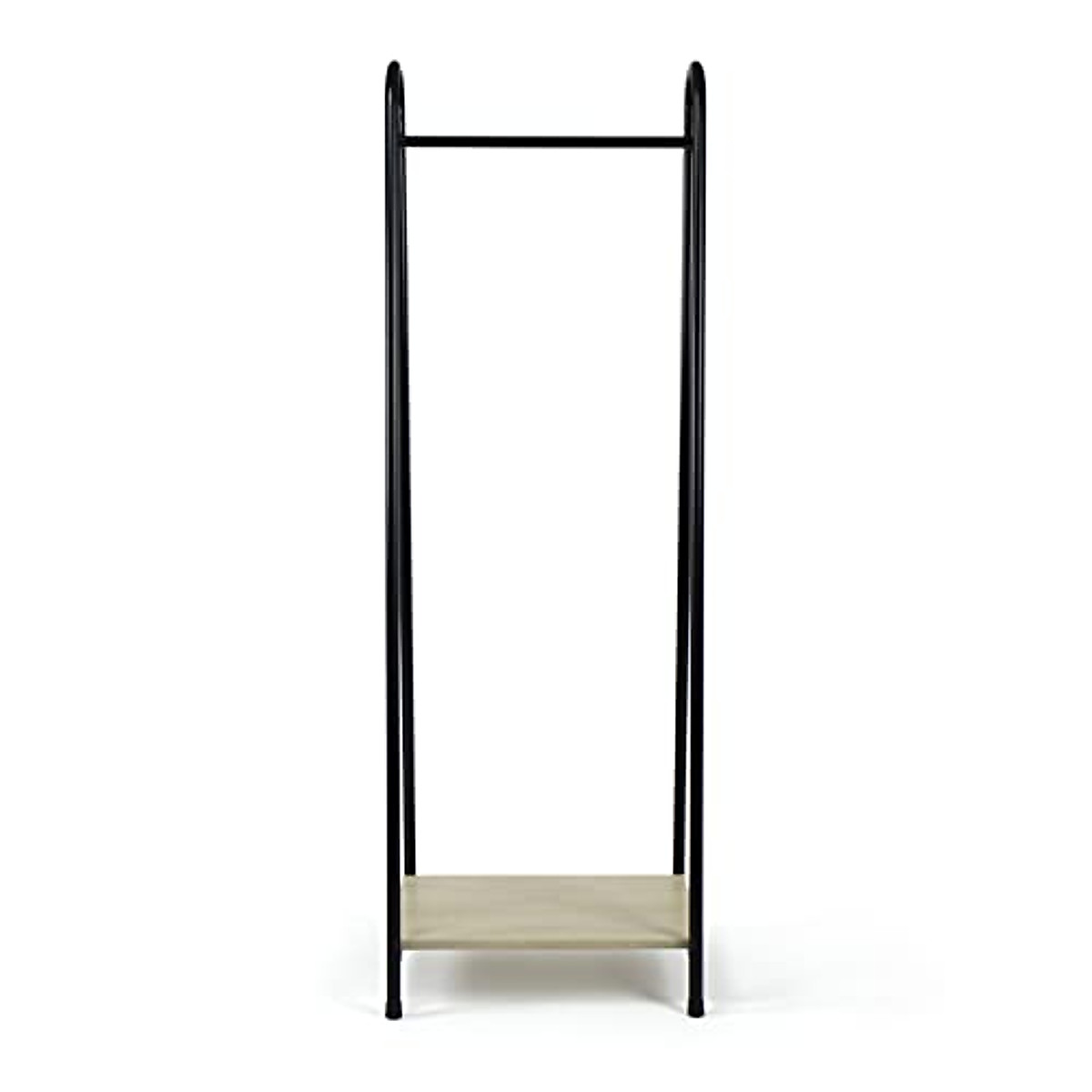 Humble Crew, Walnut/Black Freestanding Metal Garment Rack with Wood Shelf