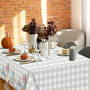 Tranqun 4 Pcs Thanksgiving Tablecloth 108 x 54 Inch Pumpkin Fall Tablecloth Rectangle Fall Plastic Table Cover Autumn Harvest Table Cloths for Kitchen Fall Thanksgiving Party (Watercolor Pumpkin)