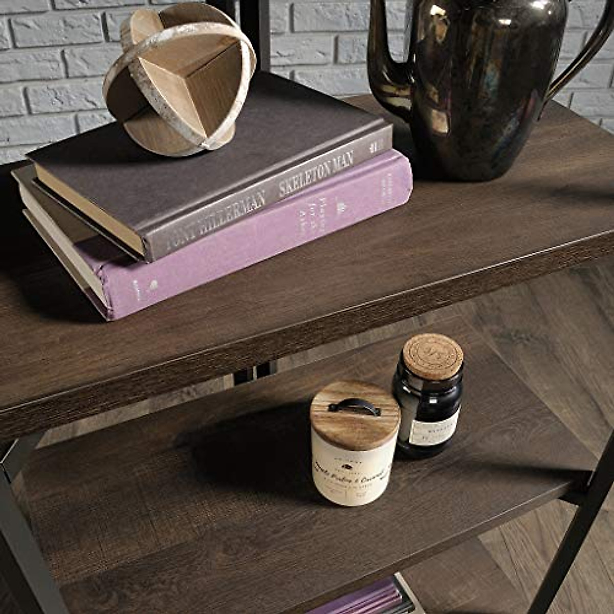 Sauder North Avenue Bookcase, L: 23.43" x W: 13.66" x H: 59.33", Smoked Oak Finish