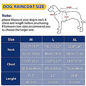 Flashseen Dog Raincoat Lightweight Waterproof Large Pet Dog Rain Jacket with Strip Reflective & Leash Hole Winter Dog Vest Warm Rain Coats Safety for Dogs and Puppies(Greyblue, X-Large)