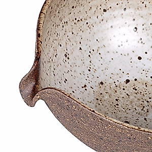 ELITEA Matcha Green Tea Bowl Chawan with Spout Pottery Clay Large