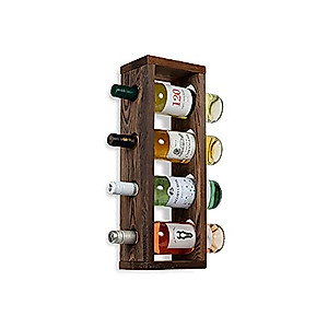 Rustic State Sonoma Wall Mounted Wood Vertical Wine Rack Holder Storage Shelf Organizer for 4 Bottles - Home, Kitchen, Dining Room Bar Décor - Walnut