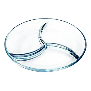 NUTRIUPS Portion Control Plate Glass Divided Plate Weight Loss Plate 3 Compartment Plate Bariatric Plate Portion Master Plate Glass Divided Dishes for Breakfast 10 Inch Round, 1 Piece