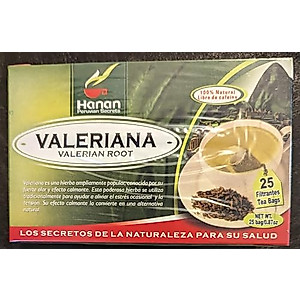 Hanan Valerian Root Tea (Valeriana) - 25 Herbal Tea Bags from Peru – Nature’s Calming Supplement for Relaxation Before Bed – 1000mg Valeerian Valerain per Filtered Teabag