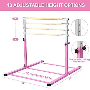 SHIWEI Gymnastics Training Bar- Height Adjustable 3' to 5' Horizontal Kip Bar for Kids
