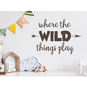 STORY OF HOME DECALS.COM Where The Wild Things Play Arrow Kids Room Wall Decal Matte Finish Vinyl Black, White, Grey, Brown Black 20" H X 28" W