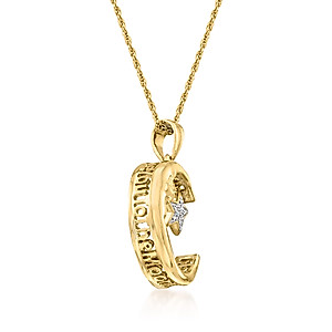 Ross-Simons Diamond-Accented "Love You To The Moon and Back" Moon and Star Pendant Necklace in 18kt Gold Over Sterling. 20 inches
