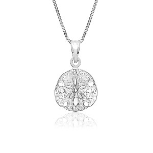 Honolulu Jewelry Company Sterling Silver Sand Dollar Beach Sea Star Necklace Pendant with 18" Box Chain