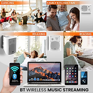 Pyle 5.25'' Pro-Active Wall-Mountable Bluetooth Speakers - 600 Watts Max, 300 Watts RMS w/ 2-Way Full Range Stereo Sound Reproduction, Pair, Rugged & Heavy Duty Cabinet Enclosure (White) PDWR59BTW