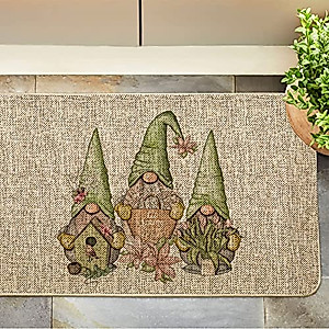 GAGEC Spring Door Mat Gnomes Flower Holiday Doomat Entrance Rug Farmhouse Home Kitchen Decoration Bathroom Floor FFront Door Mat Outdoor 17 x 27 Inch