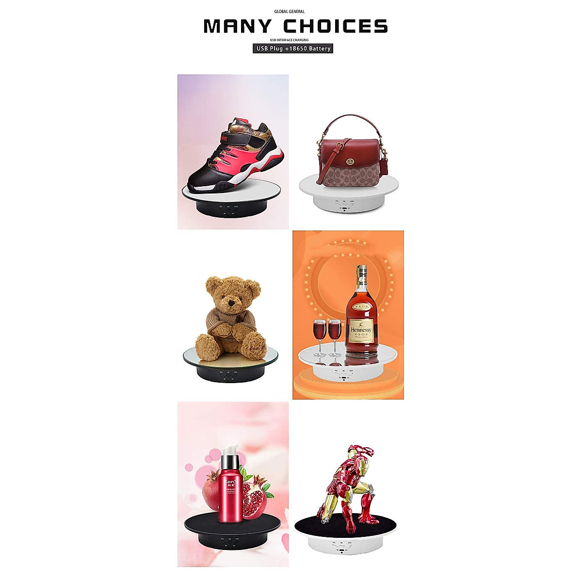 JAYEGT Motorized Rotating Display Stand, 7.87inch /17.6lbs Load, 360 Degree Electric Rotating Turntable for Photography Products, Jewelry, Cake,3D Model, Mirror Cover (Black)