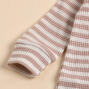 Aimaopao Newborn Infant Baby Girl Romper Bodysuit Girls Stripe Print One Piece Jumpsuit Pants Clothes Outfits (Stripe Long Sleeve Pink, 0-3 Months)