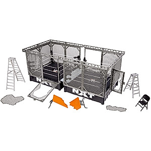 WWE MATTEL NXT Takeover War Games Playset with 2 NXT Rings, 2 Connecting Cages with Breakaway Pieces, 2 Ladders, Chair, Table & More; for Ages 6 Years