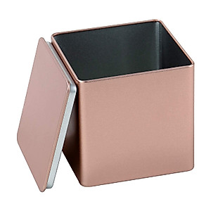 Tianhui Square Tin Can Empty Cube Steel Box Storage Container kit 65mm Series for Treats, Gifts, Favors, Loose Tea, Coffee and Crafts, Rose Gold, 3S